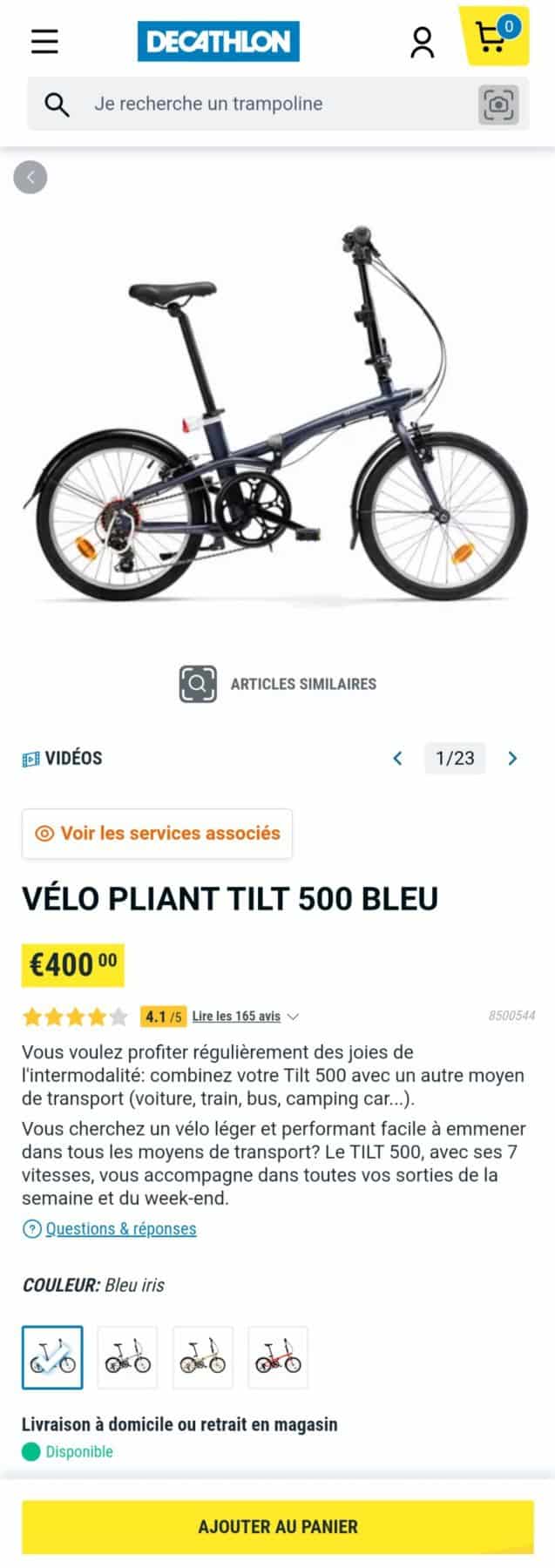Vélo pliable Btwin Tilt 500 Jaune 2018 - VENDRE-SON-VELO.COM